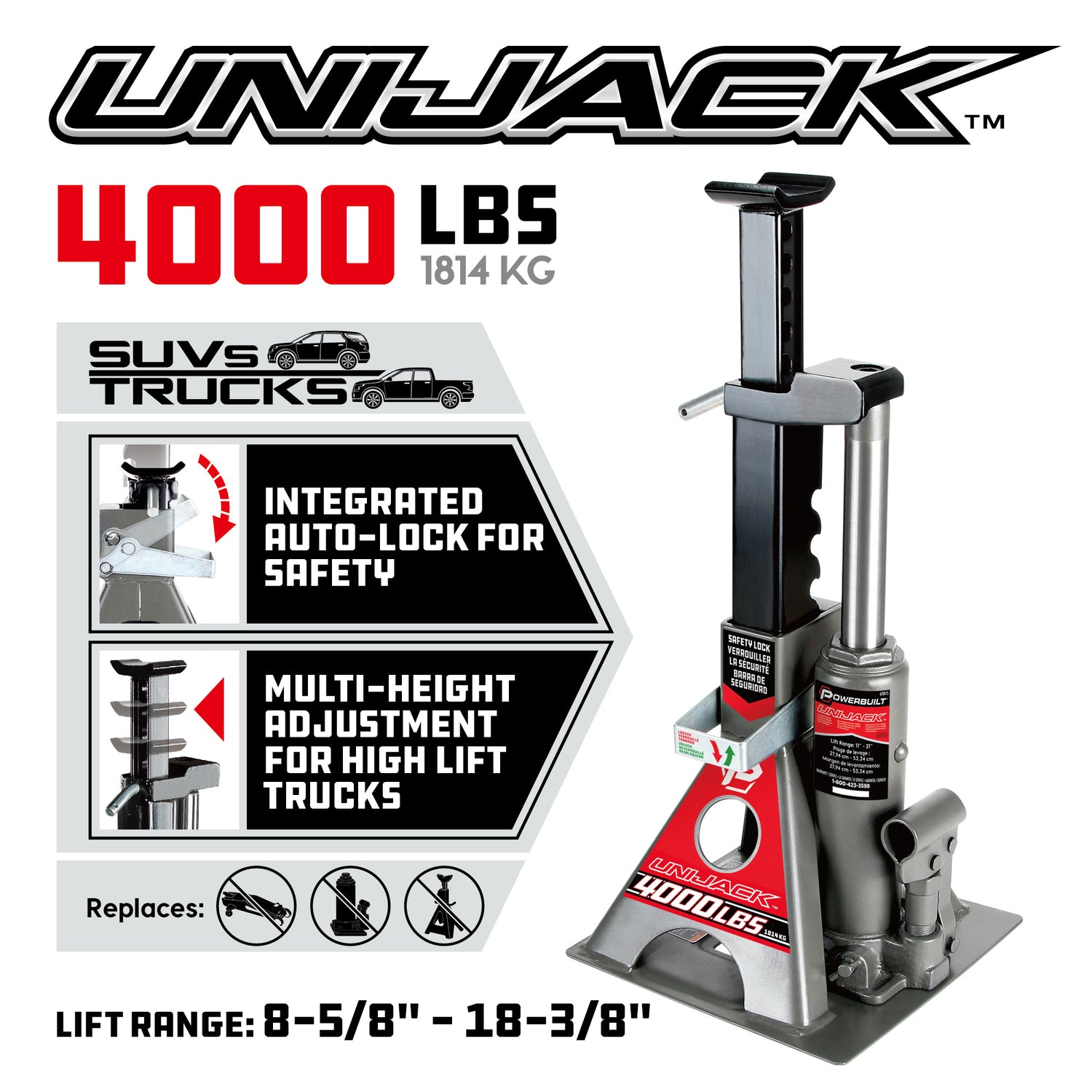 2 Ton UniJack Combination Hydraulic Bottle Jack Jackstand