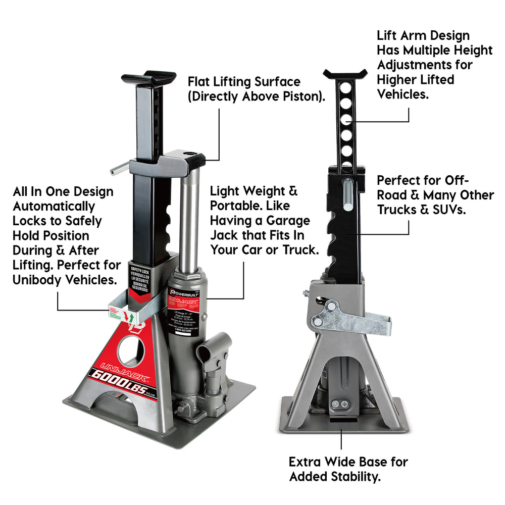 3 Ton - Bottle Jack and Jack Stands in One - 6000 Pound