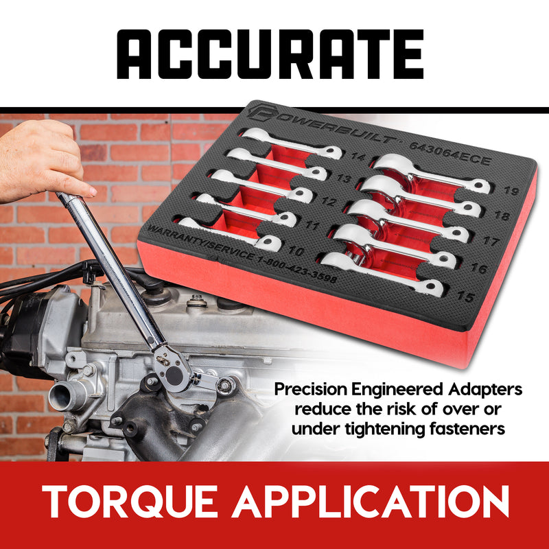 10 Piece 3/8 Inch Drive Torque Adapter Set (10MM-19MM)
