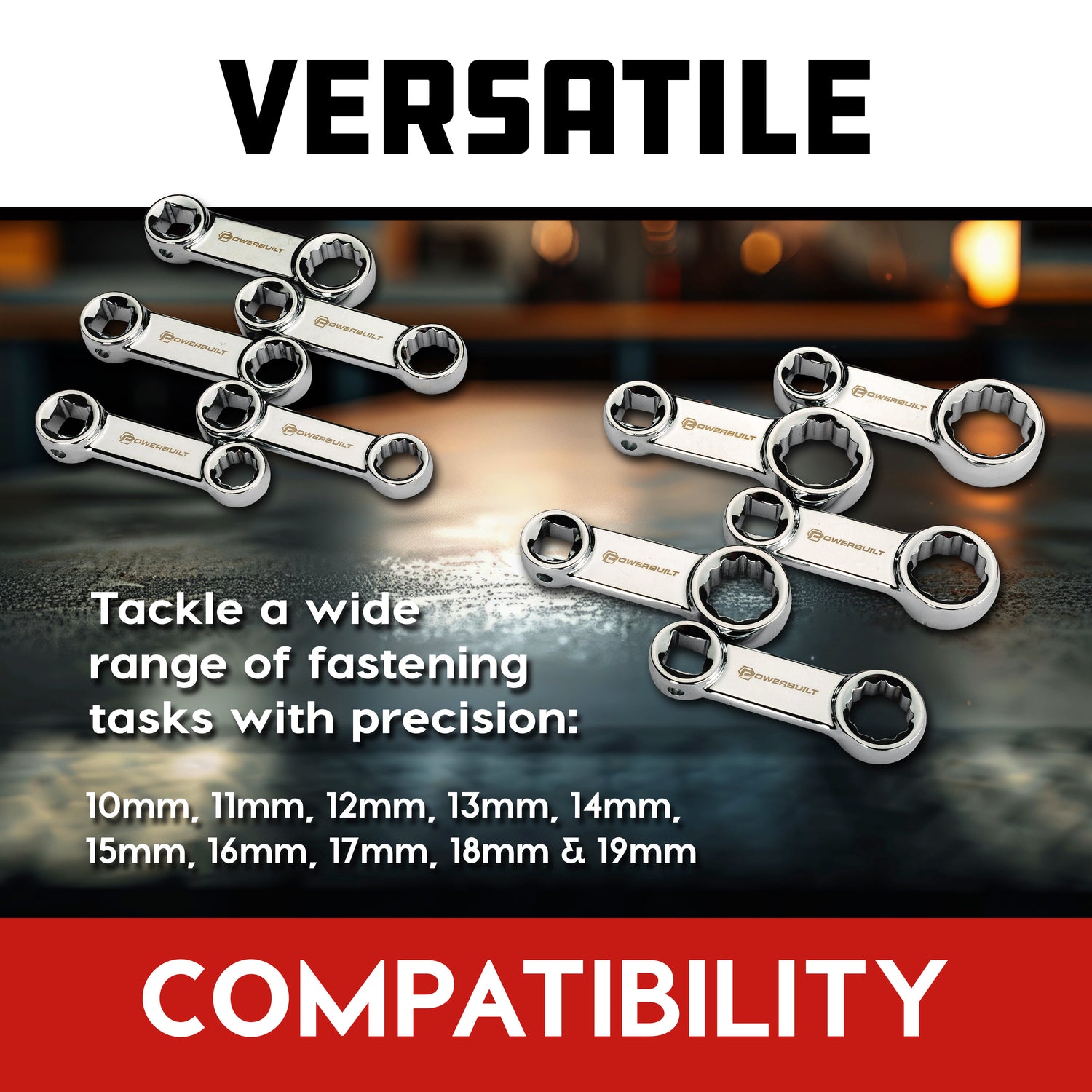 10 Piece 3/8 Inch Drive Torque Adapter Set (10MM-19MM)