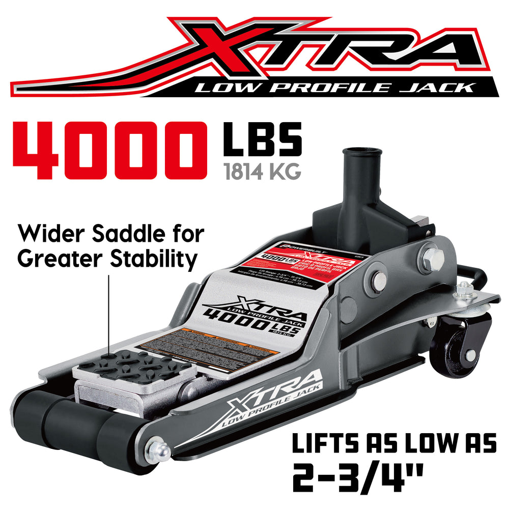 Xtra Low Profile Floor Vehicle Jack with Safety Bar - Extra