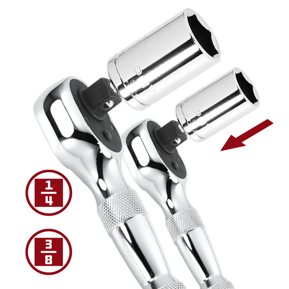 Stubby Ratchet Set - 2 Piece - 1/4 Inch and 3/4 Inch Ratchets
