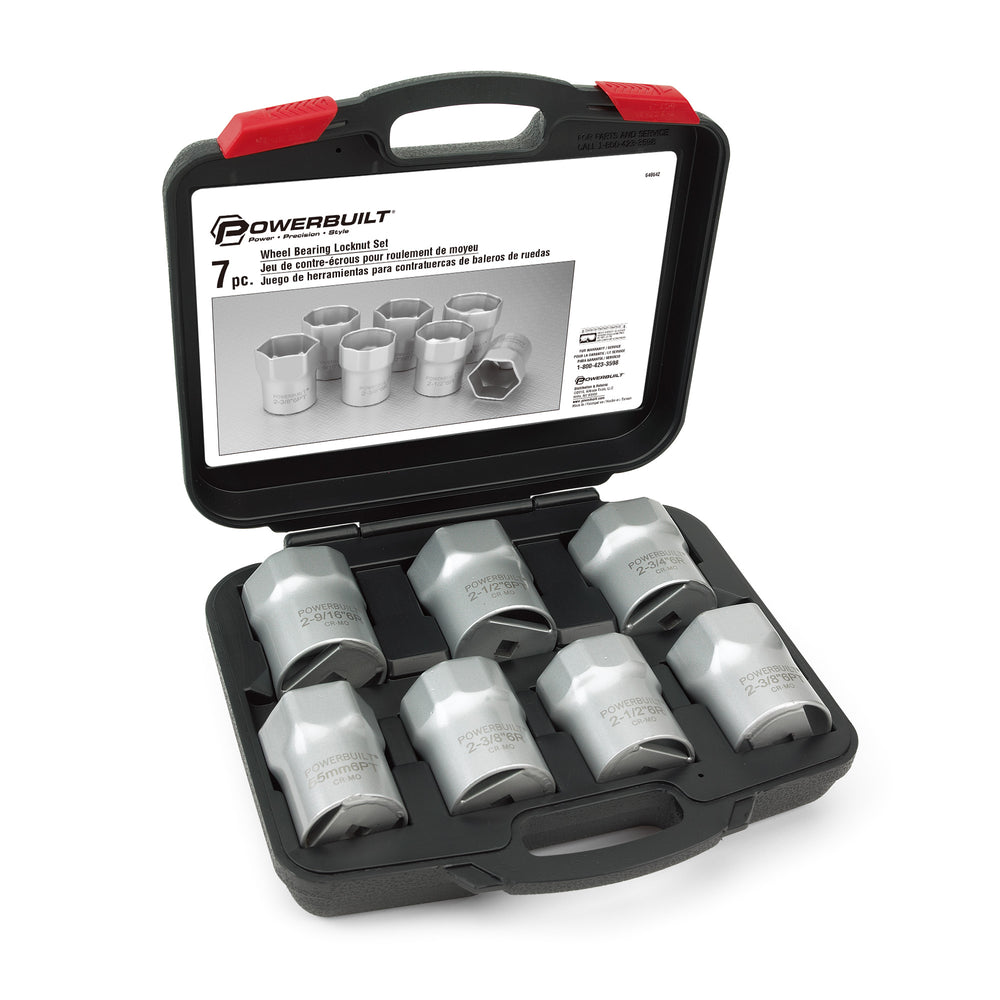 Wheel Bearing Locknut Socket Set - 7 Piece Remover Tool Kit