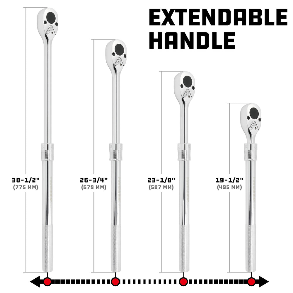 Extendable Ratchet - 3/4 Inch Drive - Quick Release - Tool